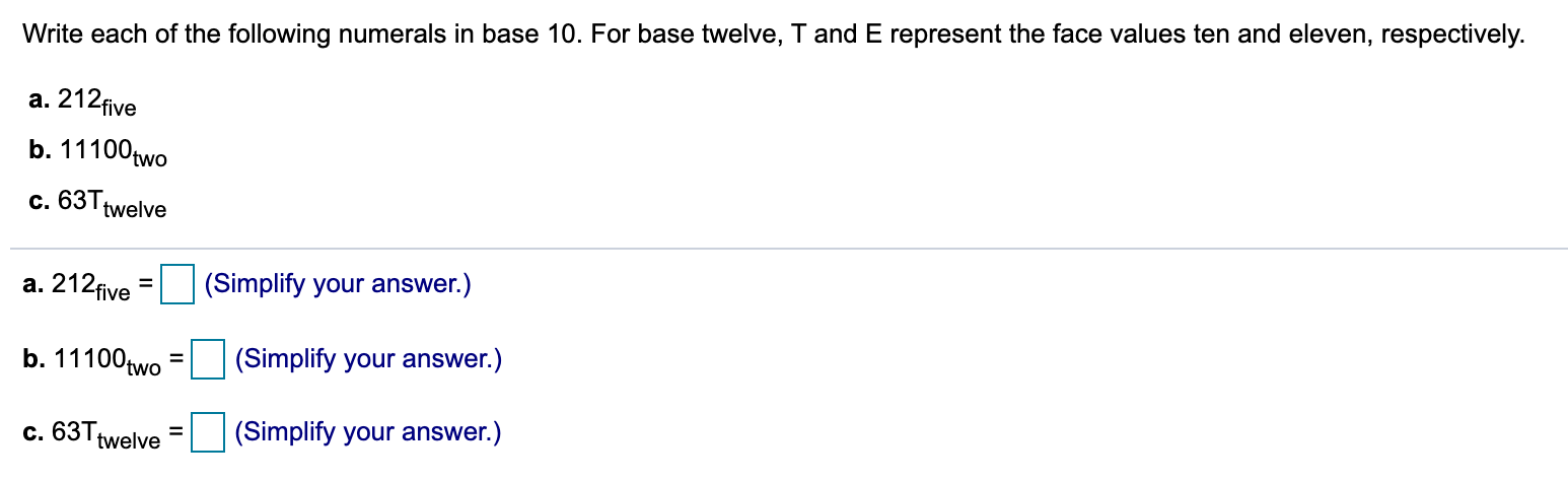 Solved Write each of the following numerals in base 10. For | Chegg.com