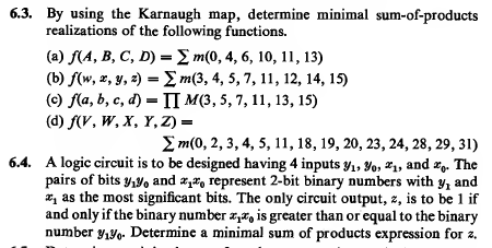 Solved 6.3. By using the Karnaugh map, determine minimal | Chegg.com