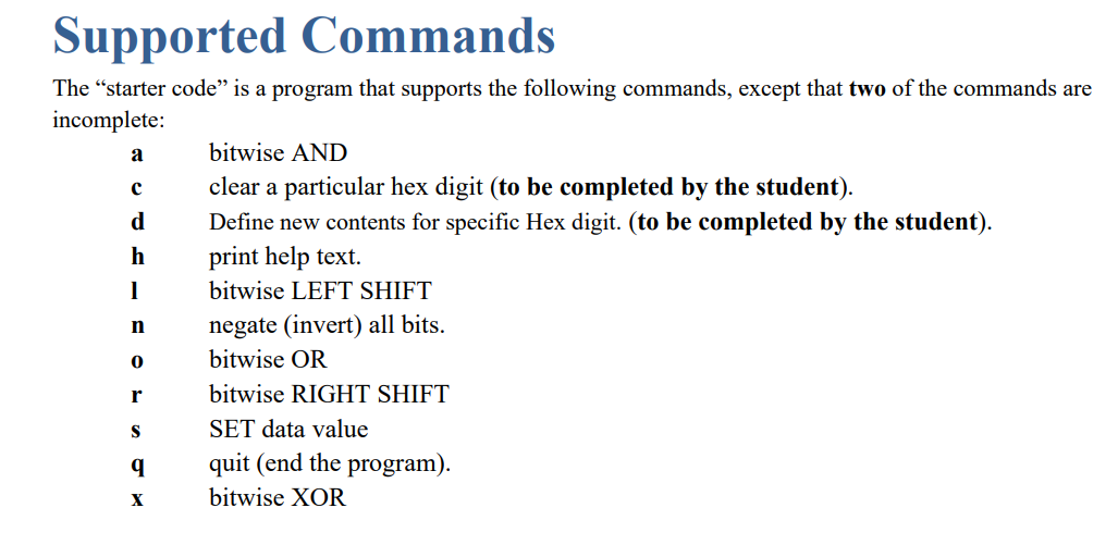 Solved The "starter code" is a program that supports the | Chegg.com