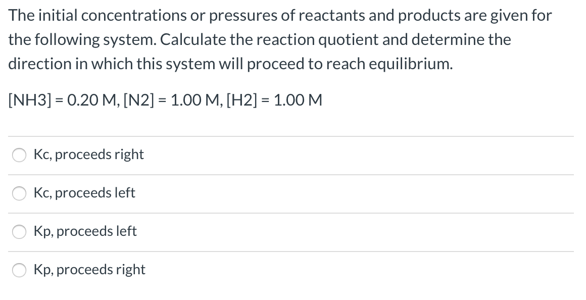 Solved The initial concentrations or pressures of reactants | Chegg.com