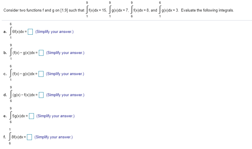 Solved Consider two functions f and gon (1,9] such that | Chegg.com