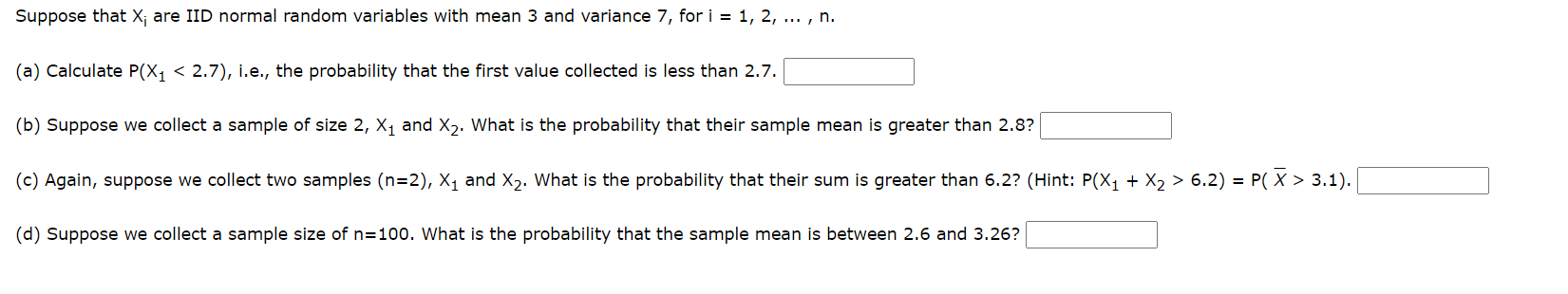Solved Suppose that X; are IID normal random variables with | Chegg.com
