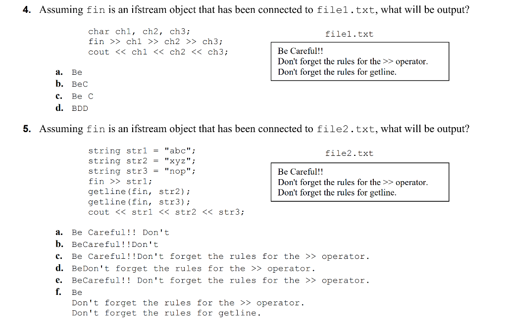 Solved Assuming Fin Is An Ifstream Object That Has Been