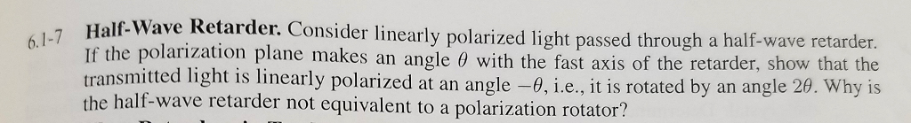 Solved If-Wave Retarder. Consider linearly polariz If the | Chegg.com