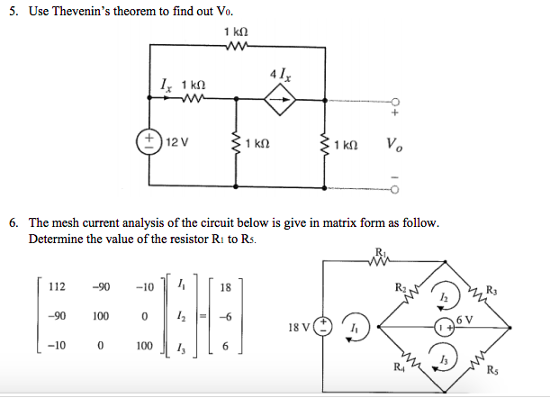 Solved 5. Use Thevenin's theorem to find out Vo 41 I 1 kn | Chegg.com