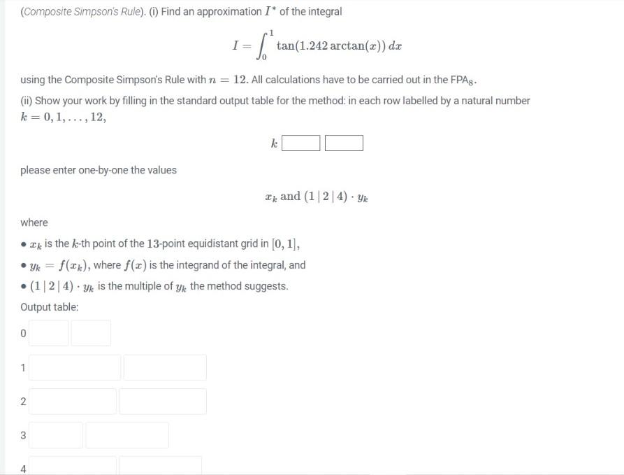 Solved (Composite Simpson's Rule). (i) Find an approximation | Chegg.com