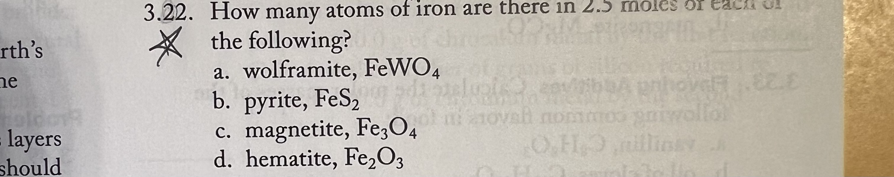 Solved 3.22. How many atoms of iron are there in 2.5 moles | Chegg.com