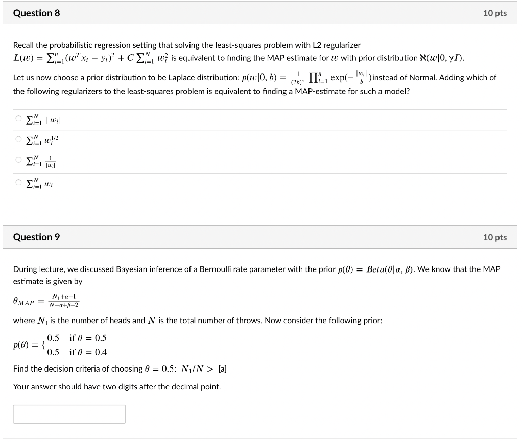 Solved Consider datapoints generated from two different | Chegg.com