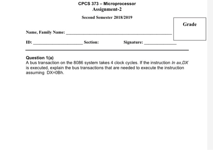 CPCS 373 - Microprocessor Assignment-2 Second | Chegg.com