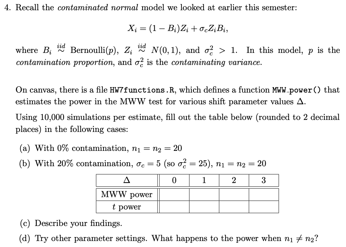 Solved Recall the contaminated normal model we looked at | Chegg.com