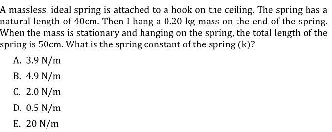 Solved A massless, ideal spring is attached to a hook on the | Chegg.com