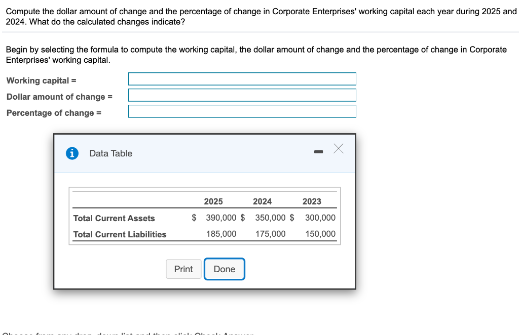 Solved Compute the dollar amount of change and the | Chegg.com