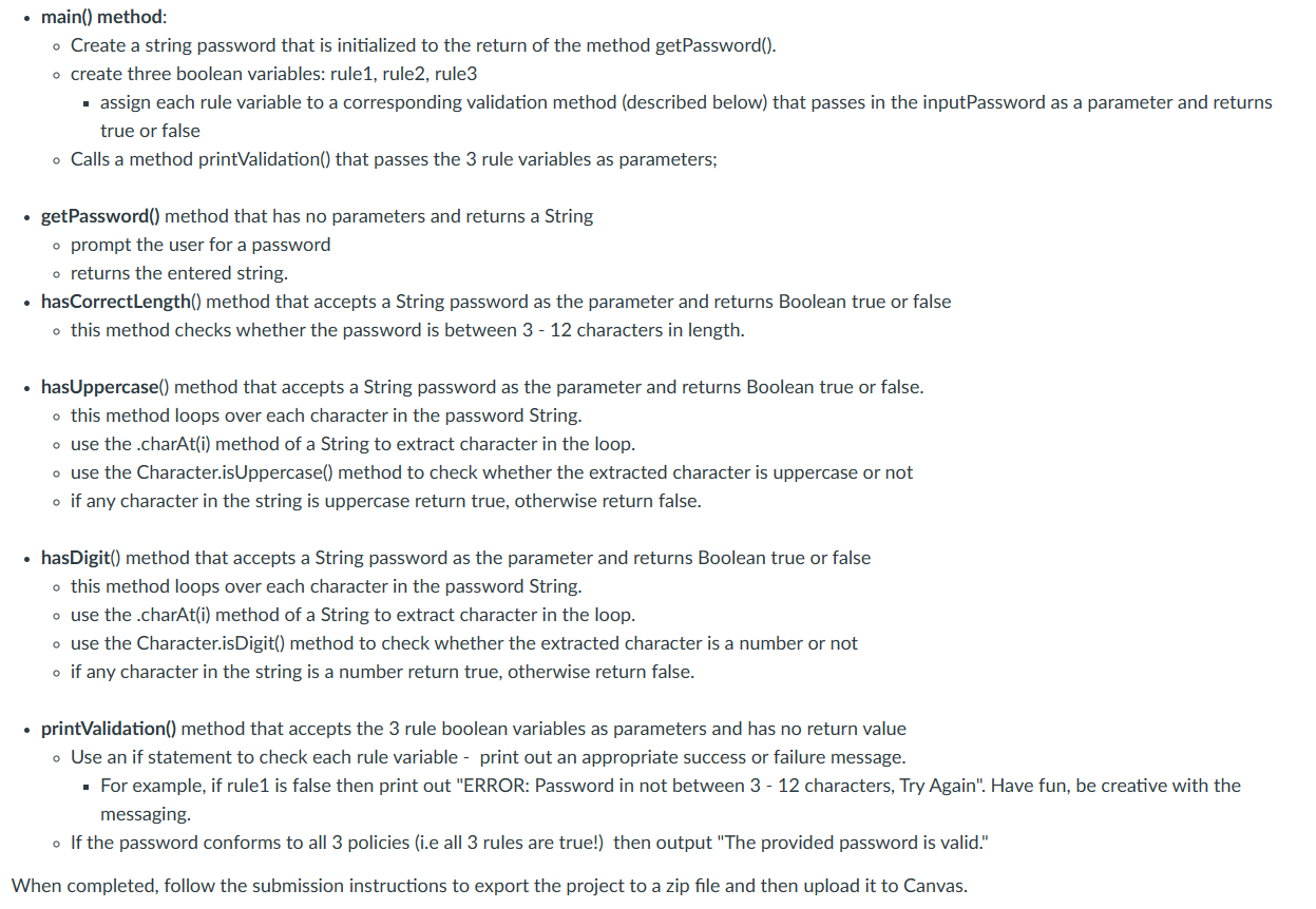 - main() method: - Create a string password that is | Chegg.com