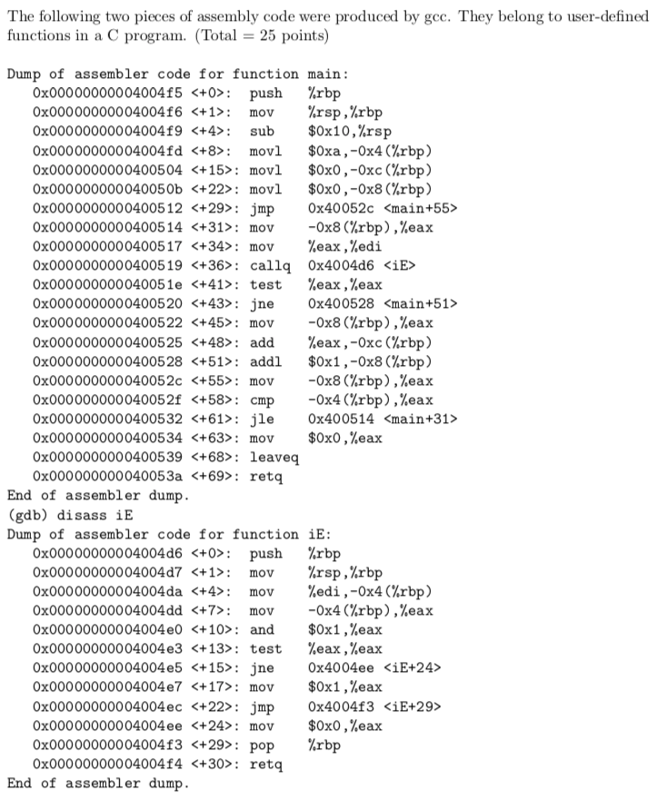 The following two pieces of assembly code were | Chegg.com
