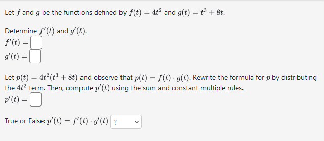Solved Let f and g be the functions defined by f(t)=4t2 and | Chegg.com