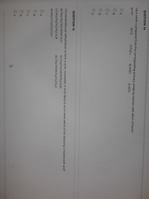 Solved QUESTION 14 14) A nitrile is prepared from the | Chegg.com