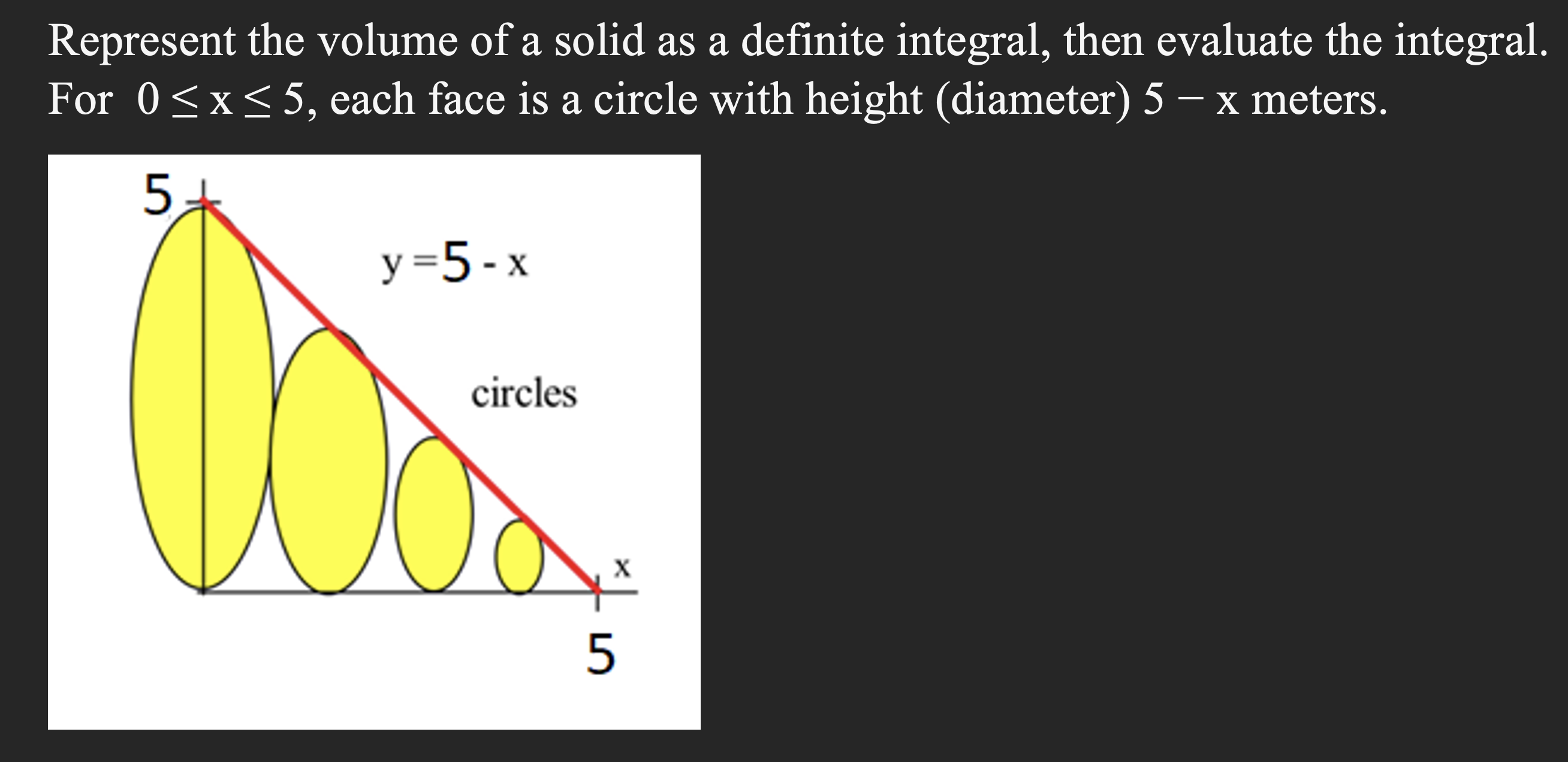 Solved Represent the volume of a solid as a definite | Chegg.com
