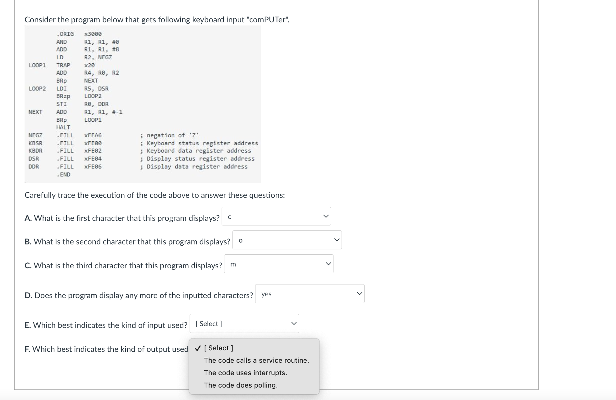Solved Consider the program below that gets following | Chegg.com
