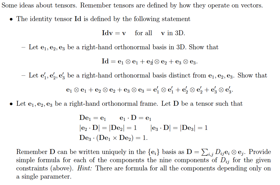 Solved Some ideas about tensors. Remember tensors are | Chegg.com