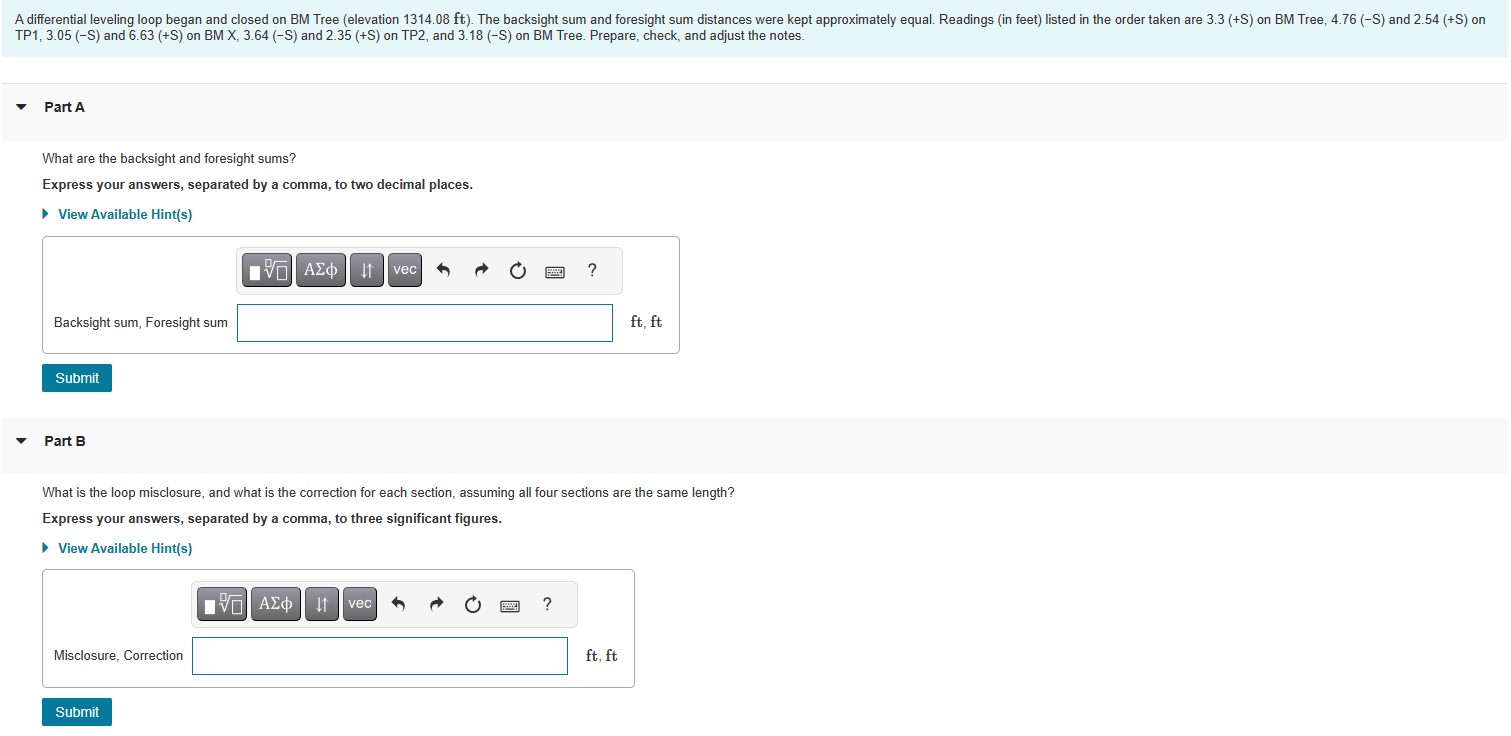 Solved What are the backsight and foresight sums? Express | Chegg.com