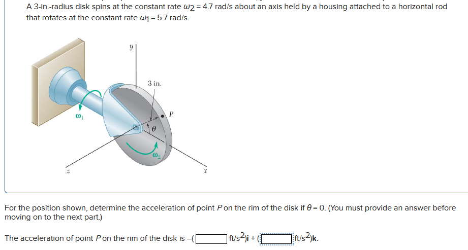 Solved A 3-in.-radius disk spins at the constant rate w2 = | Chegg.com