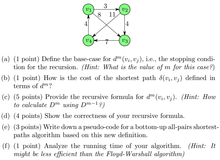 Solved (15 points) We studied in class the Floyd-Warshall | Chegg.com