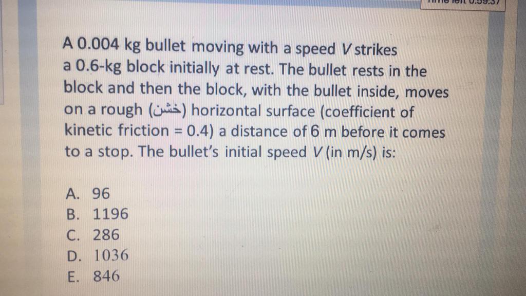 Solved A 0.004 kg bullet moving with a speed V strikes a | Chegg.com