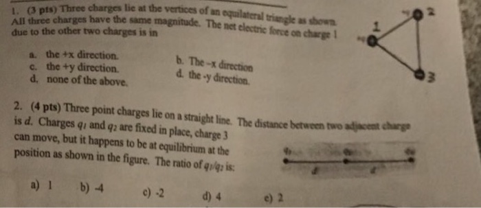 Solved Three charges lie at the vertices of an equilateral | Chegg.com