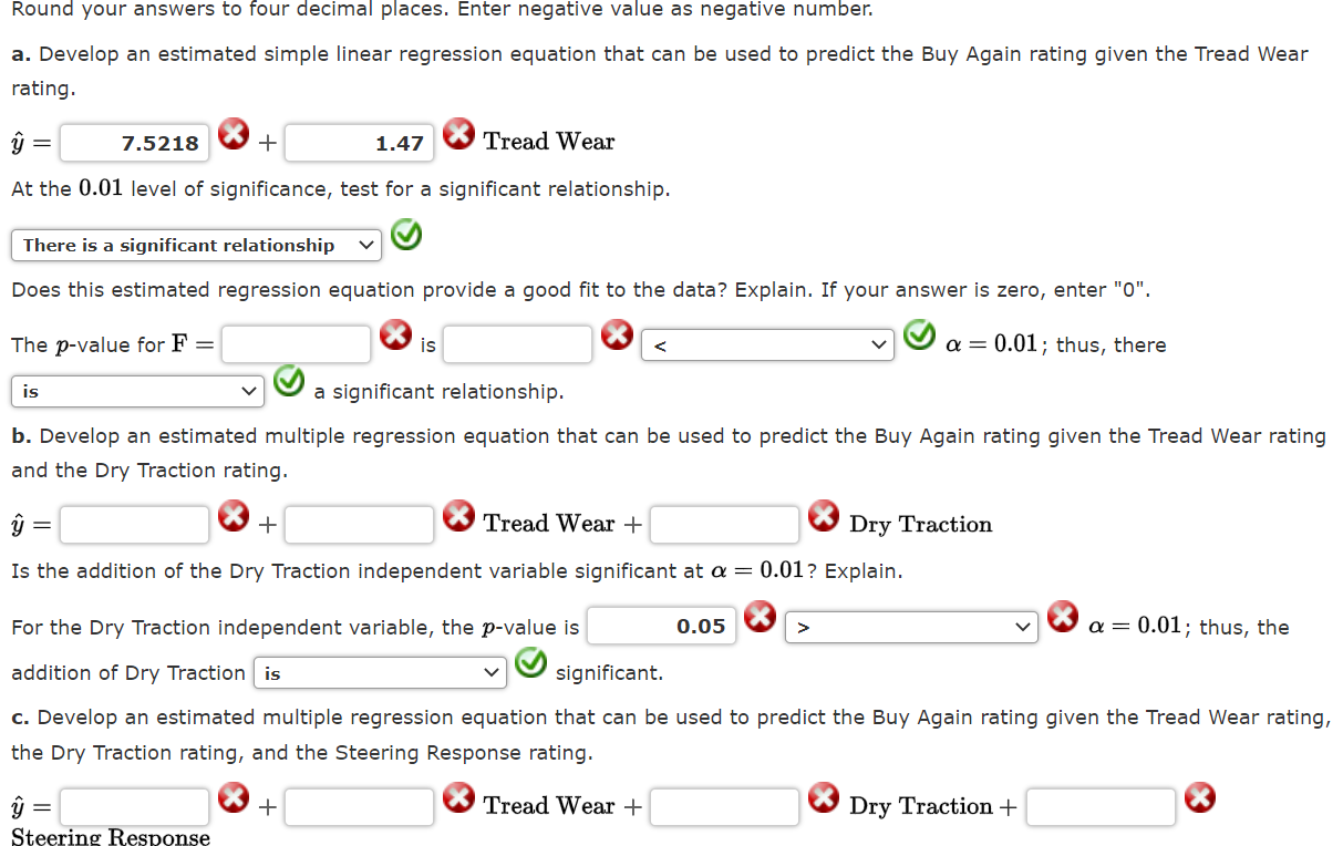 Solved Round your answers to tour decimal places. Enter | Chegg.com