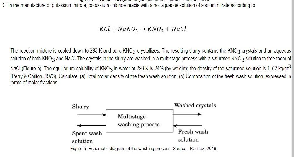 Solved C. In the manufacture of potassium nitrate, potassium | Chegg.com