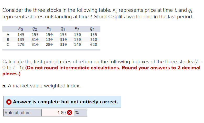 Solved Consider the three stocks in the following table. Pt | Chegg.com
