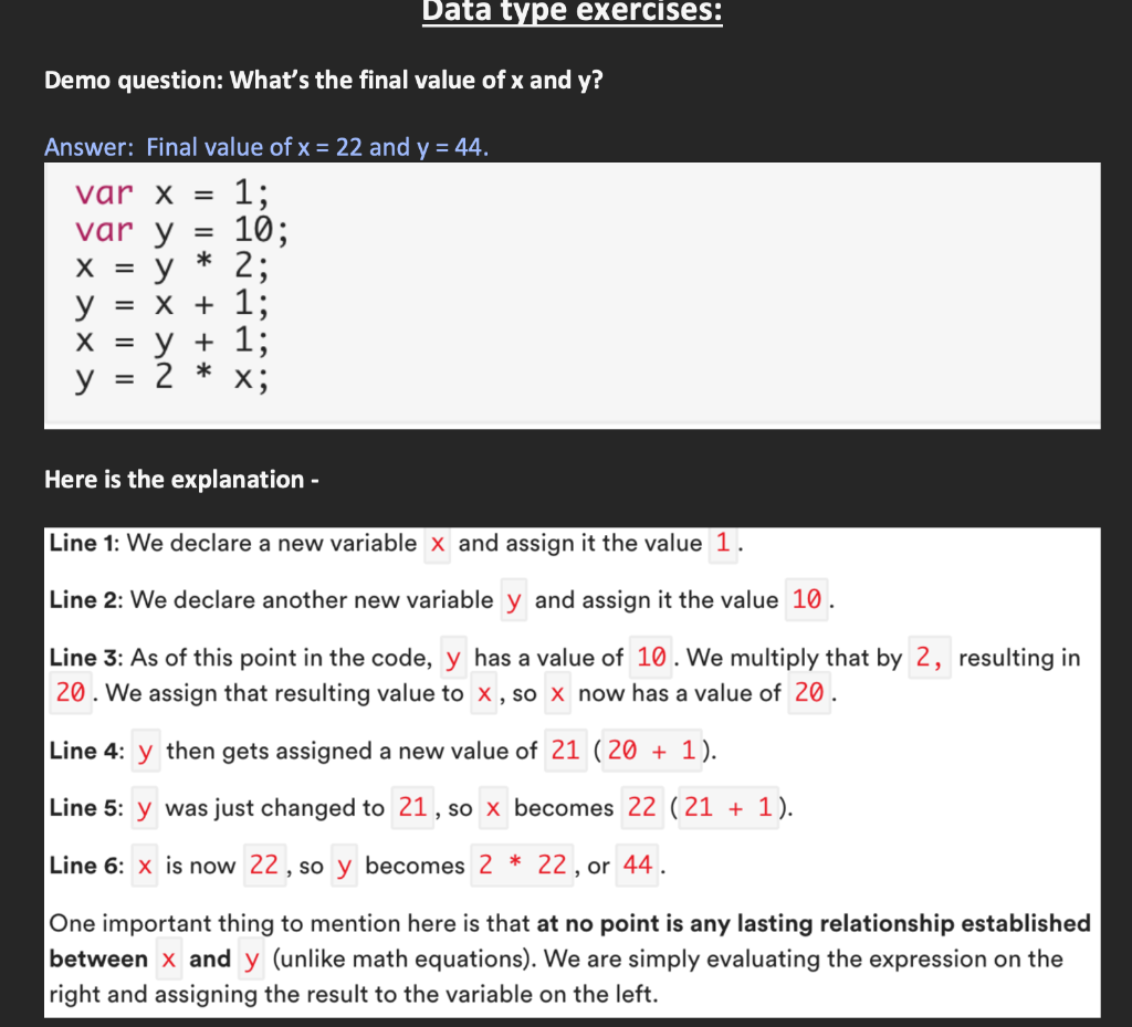 Solved Data type exercises: Demo question: What's the final | Chegg.com