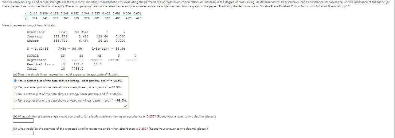 Solved Here is regression output from Minitab: (a) Does the | Chegg.com