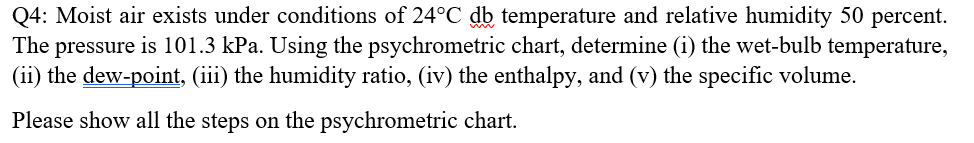 Solved Q4: Moist air exists under conditions of 24°C db | Chegg.com