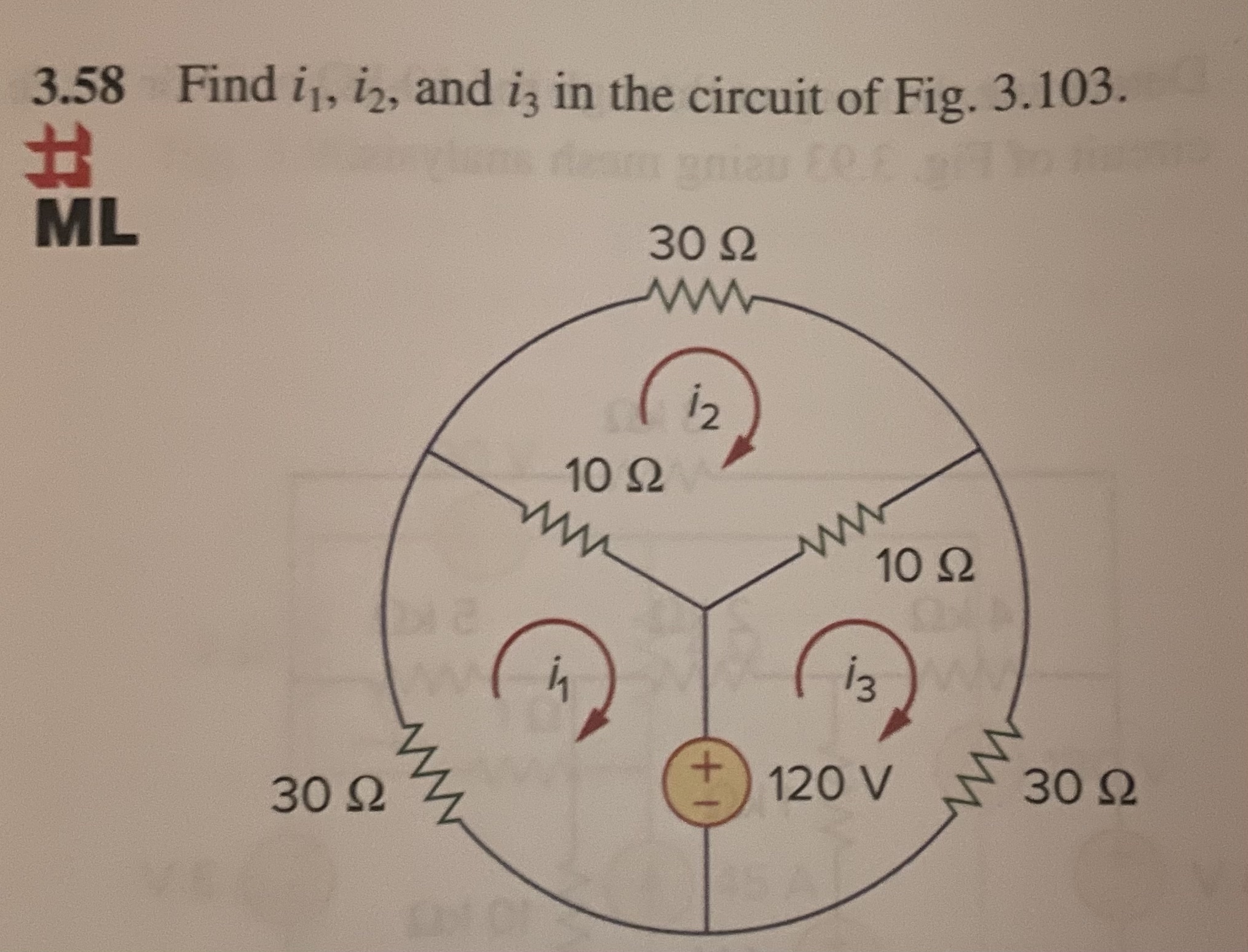 Solved 3.58 Find i1, i2, and i3 in the circuit of Fig. | Chegg.com