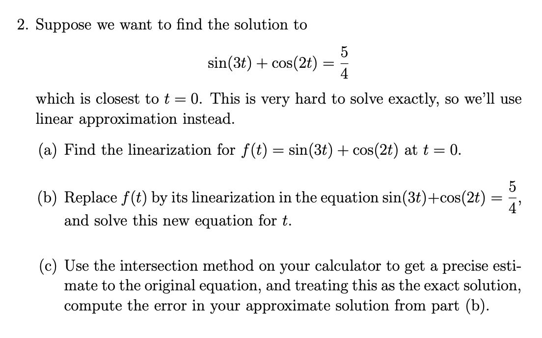 Solved 2. Suppose we want to find the solution to sin(3t) + | Chegg.com