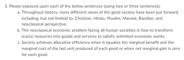 Solved 3. Please expound upon each of the below sentences | Chegg.com