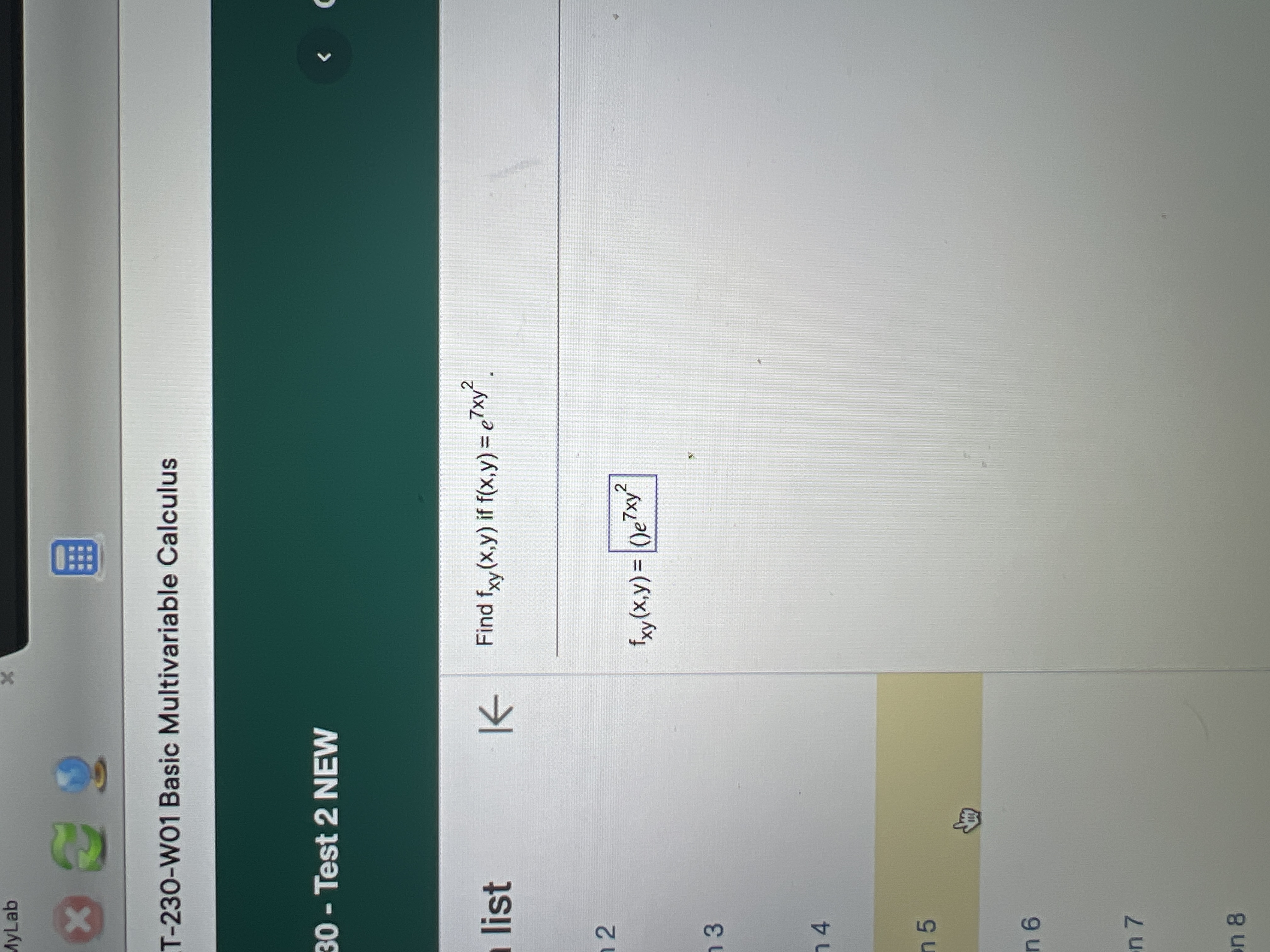 Solved T-230-W01 Basic Multivariable Calculus 30 - Test 2 | Chegg.com