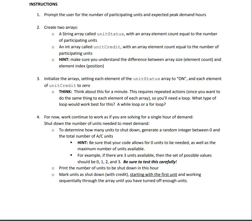 Solved INSTRUCTIONS 1. Prompt the user for the number of | Chegg.com