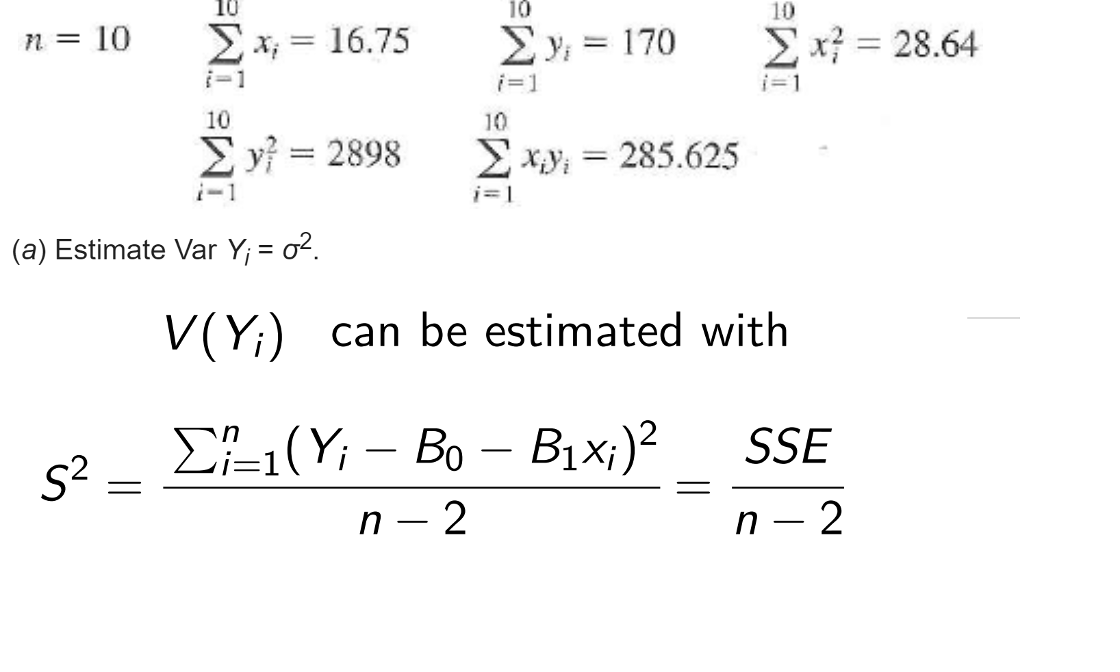 Solved Note B0 and B1 are the intercept and slope | Chegg.com