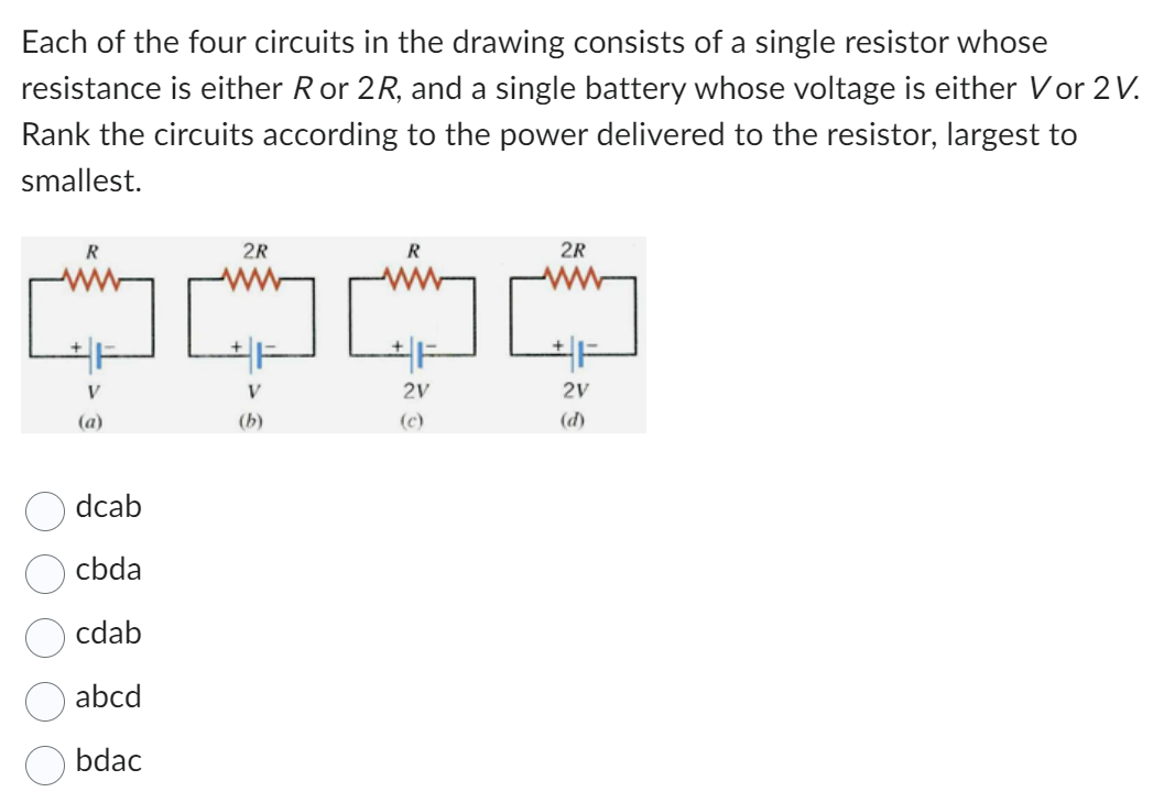 Solved Each of the four circuits in the drawing consists of | Chegg.com