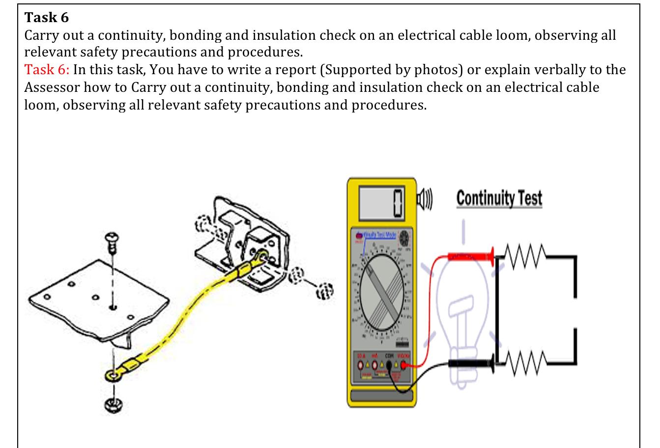 Solved Task 6 Carry out a continuity, bonding and insulation | Chegg.com
