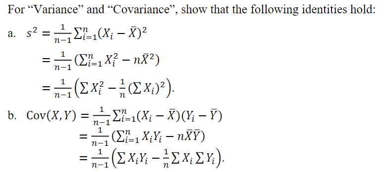Solved For Variance And Covariance Show That The