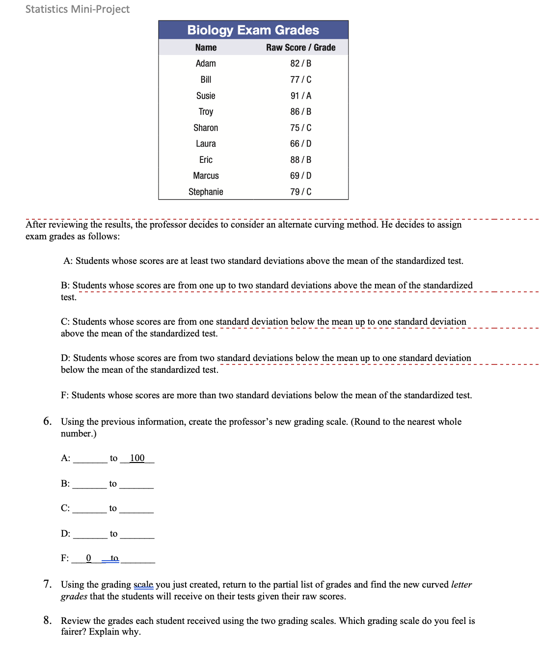 Solved Statistics Mini-Project After reviewing the results, | Chegg.com