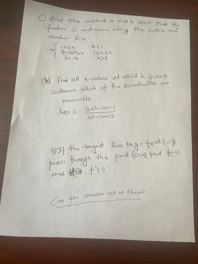 Solved o Find the constant a and b such that the function is | Chegg.com