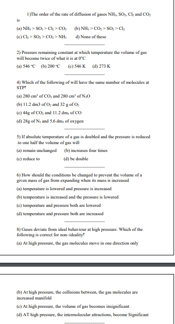 Solved 22) Gases are ideal at (a) low pressure and high | Chegg.com