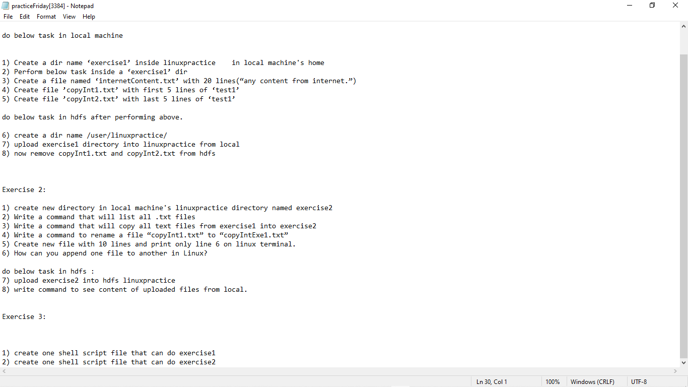 Solved do below task in local machine 1) Create a dir name | Chegg.com