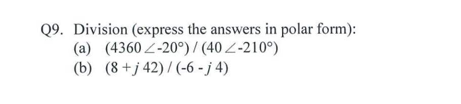 Solved 29. Division (express the answers in polar form): (a) | Chegg.com