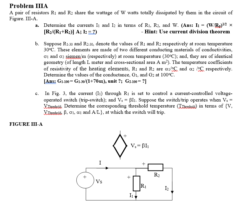 Solved Problem IIIA A pair of resistors R1 and R2 share the | Chegg.com
