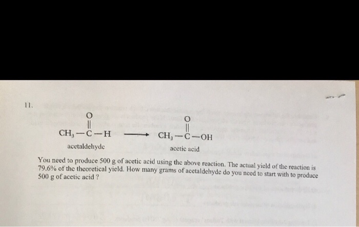 Solved C-HCH,-C-OH acetaldehyde acetic acid You need to | Chegg.com